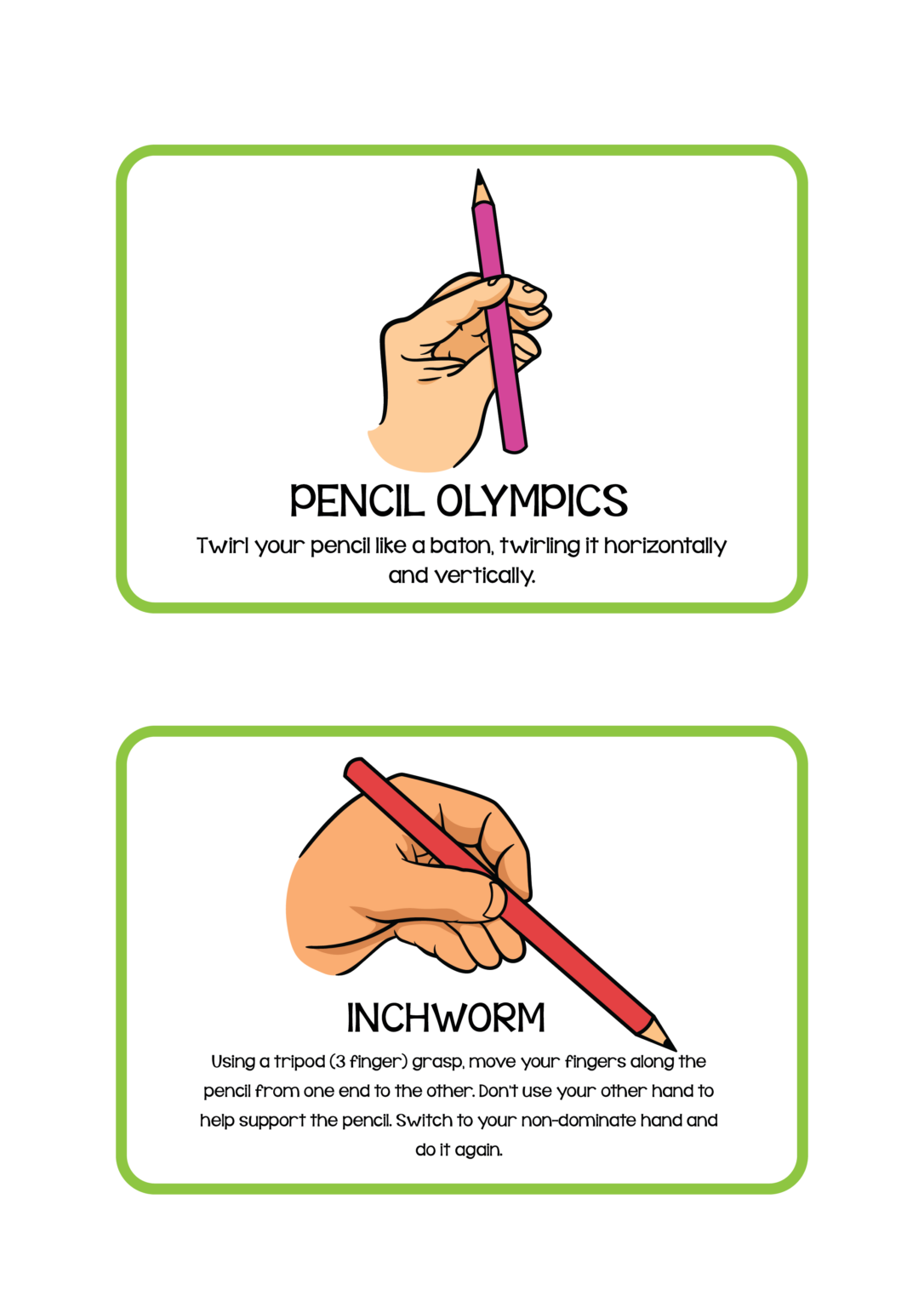 Hand Exercise Warm-Up Activity Cards - Instant Download - Growing Hands ...