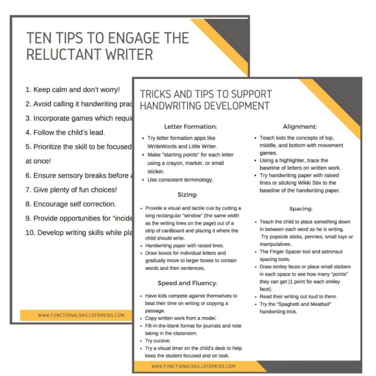 Handwriting Tips Printable Pack - Growing Hands On Kids Store