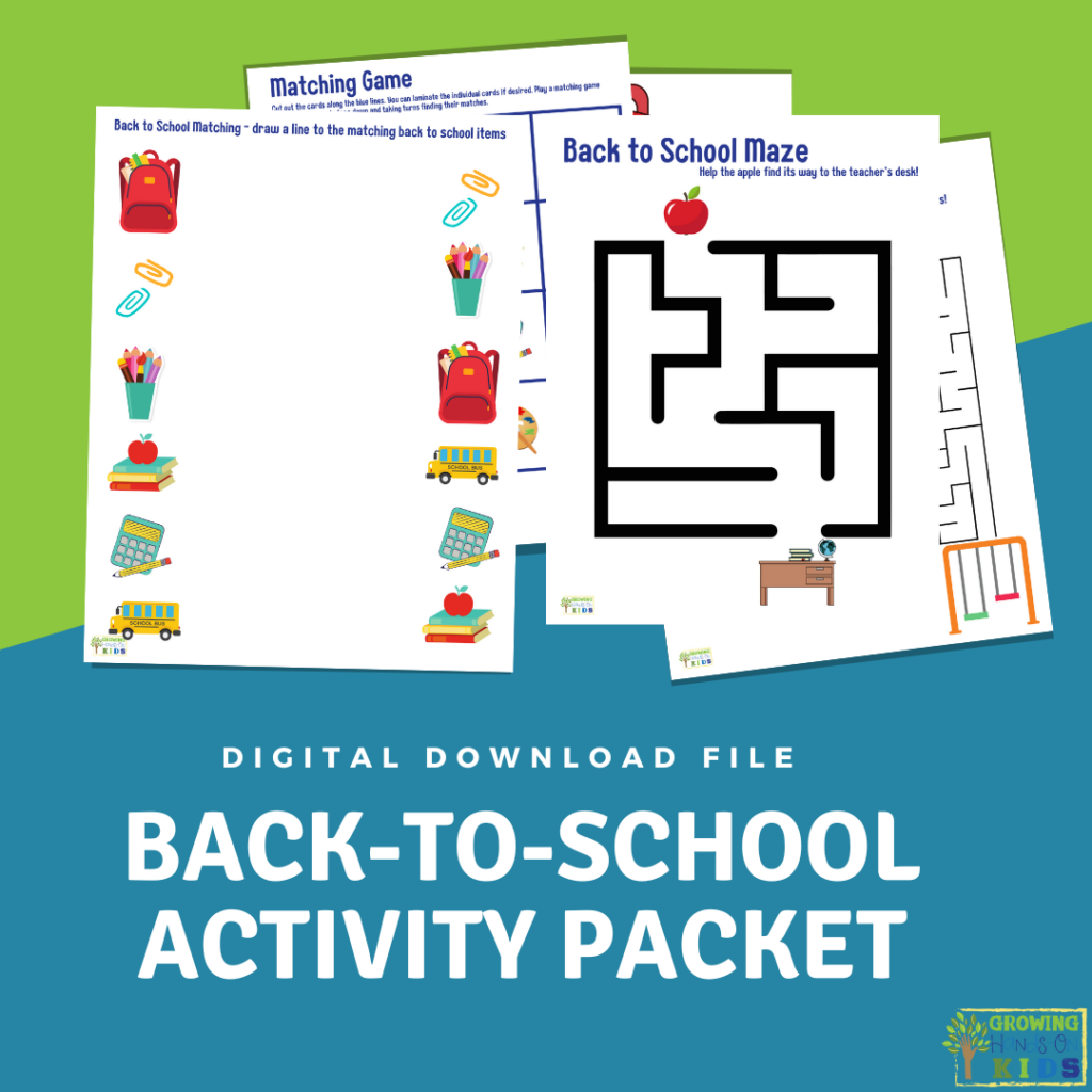 Back-to-School Activity Kit - Growing Hands On Kids Store