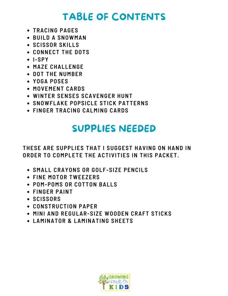 Winter Skill Builders Activity Packet (Instant Download) - Growing ...