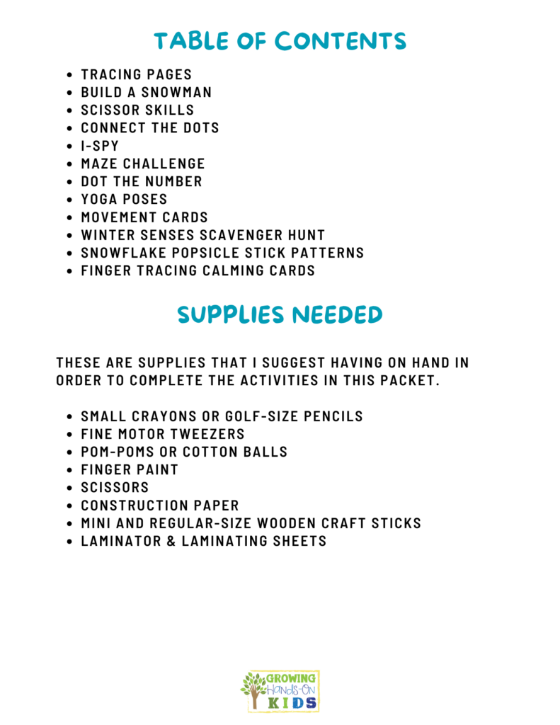 Winter Skill Builders Activity Packet (Instant Download)